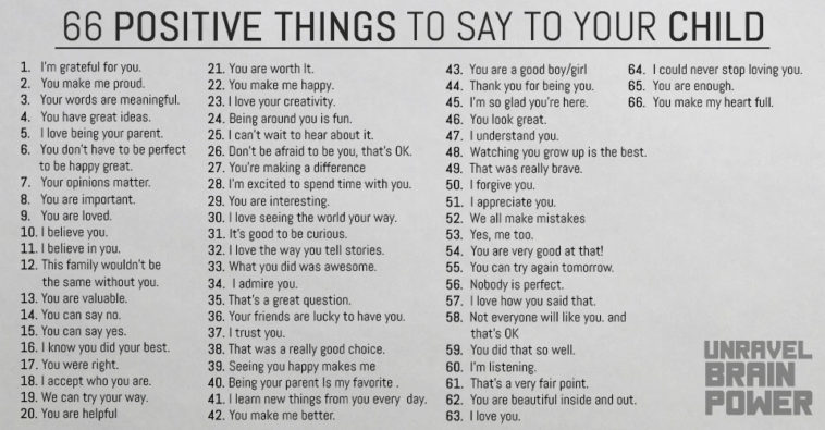 66 Positive Things To Say To Your Child - Unravel Brain Power 66 Positive Things To Say To Your Child - Unravel Brain Power